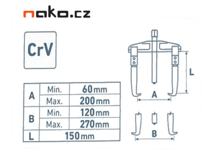 EXTOL PREMIUM stahovák 3 ramenný, rozpětí 200, hloubka 150mm 8816732 ...