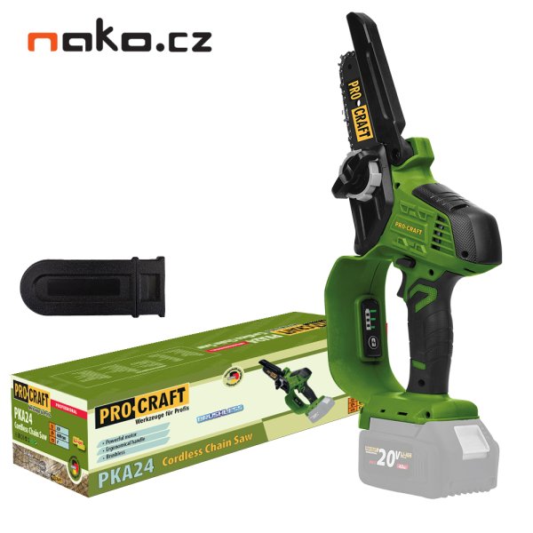 PROCRAFT PKA24 SET jednoruční aku řetězová pila LiIon 20V + nástavec, aku 2Ah, nabíječka | NAKO ...