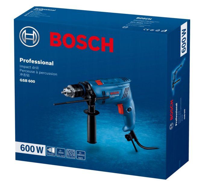 BOSCH GSB 600 příklepová vrtačka Professional s příslušenstvím 600 W ...